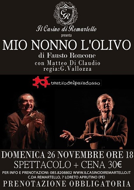 Mio nonno l'olivo il 26 novembre a Il casino di Remartello