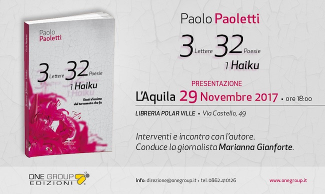 L'Aquila, "3 lettere, 32 poesie,1 haiku di Paolo Paoletti