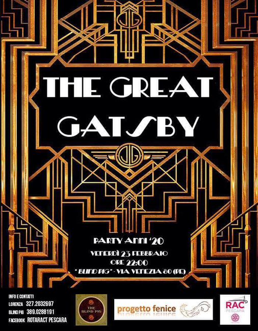 The Great Gatsby, party anni '20 il 23 febbraio a Pescara