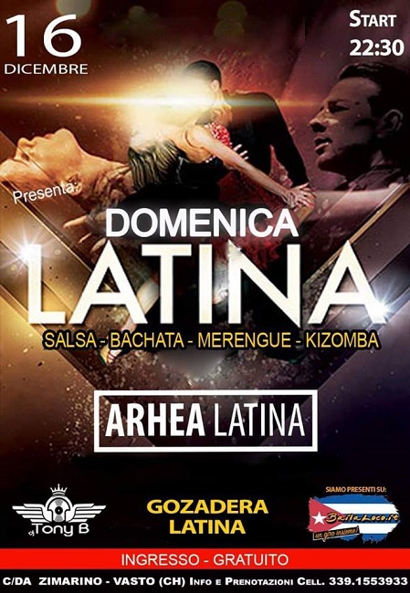 Domenica caraibica all'Arhea Latina di Vasto il 16 dicembre 2018