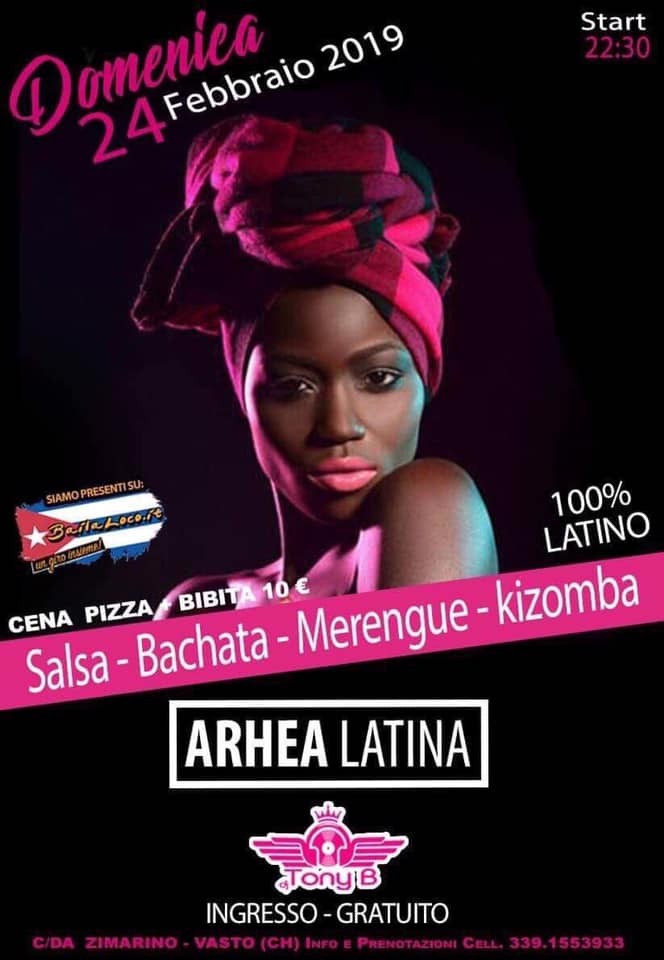 Domenica caraibica all'Arhea Latina di Vasto il 24 febbraio 2019