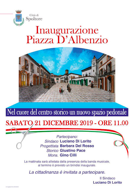 Inaugurazione di piazza D'Albenzio il 21 dicembre a Spoltore