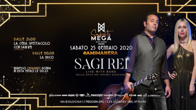Sagi Rei in concerto a Sabato a modo mio della discoteca Megà