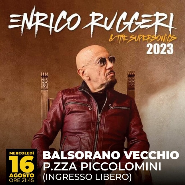 Enrico Ruggeri a Balsorano Vecchio, concerto gratuito