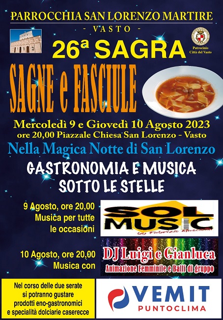 XXVI Sagra Sagne e fasciule a Vasto: stand gastronomici e musica live
