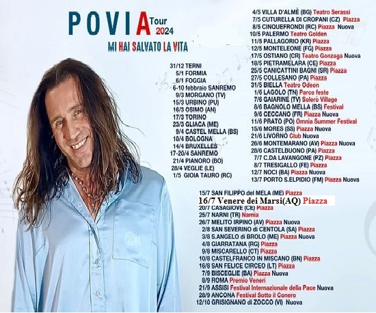 Povia a Venere dei Marsi, concerto il 16 luglio 2024 | Abruzzonews