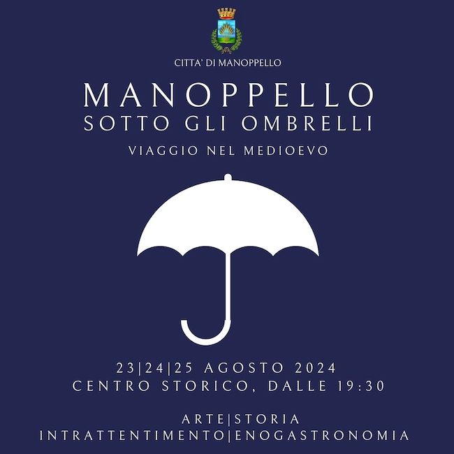 Manoppello sotto gli ombrelli. Viaggio del Medioevo 2024