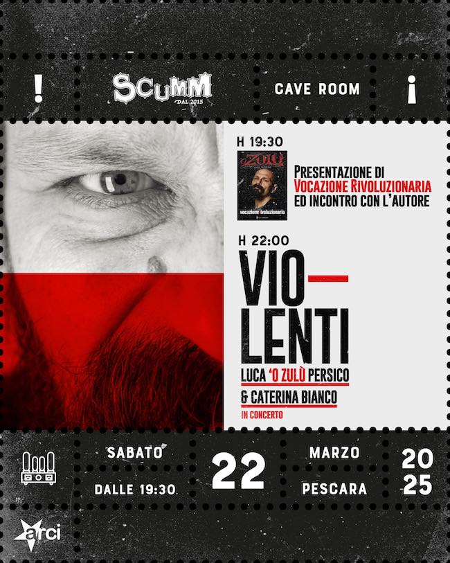 Luca Persico "Zulù" allo Scumm di Pescara il 22 marzo 2025