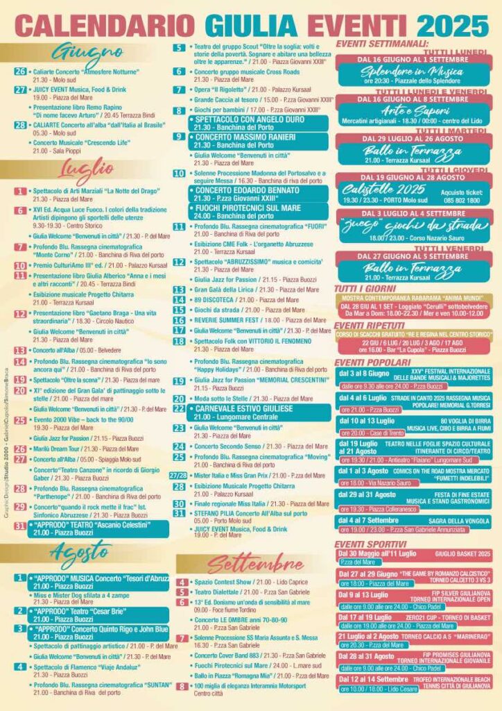 Calendario Giulia Eventi 2025