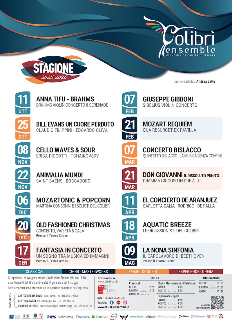 Colibrì Ensemble, il programma della stagione 2025-2026