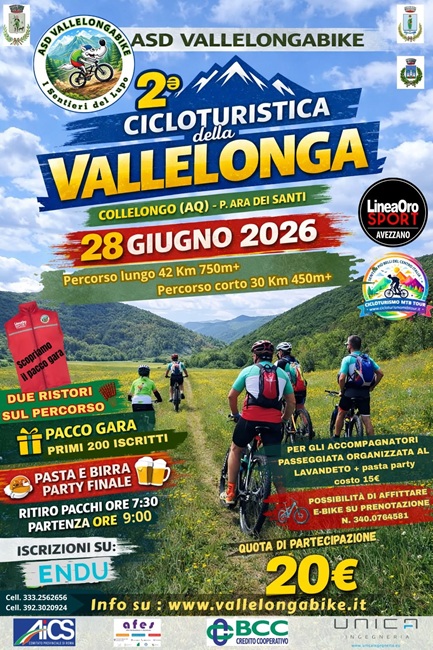 Cicloturistica della Vallelonga 2026 a Collelongo: percorsi, orari e ...
